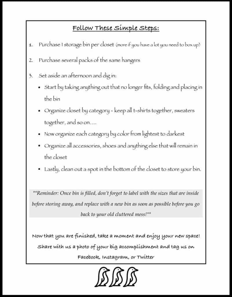 Printable Steps for Organizing Closet - Adore Them Parenting