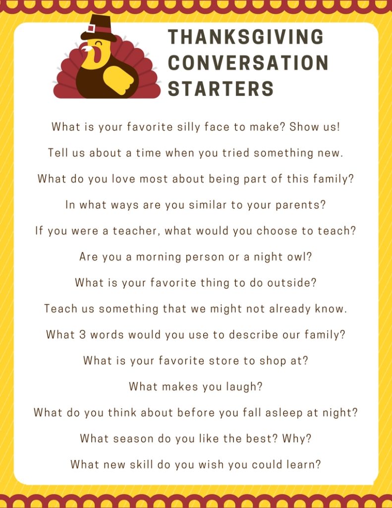 Thanksgiving Conversation Starters - Adore Them Parenting