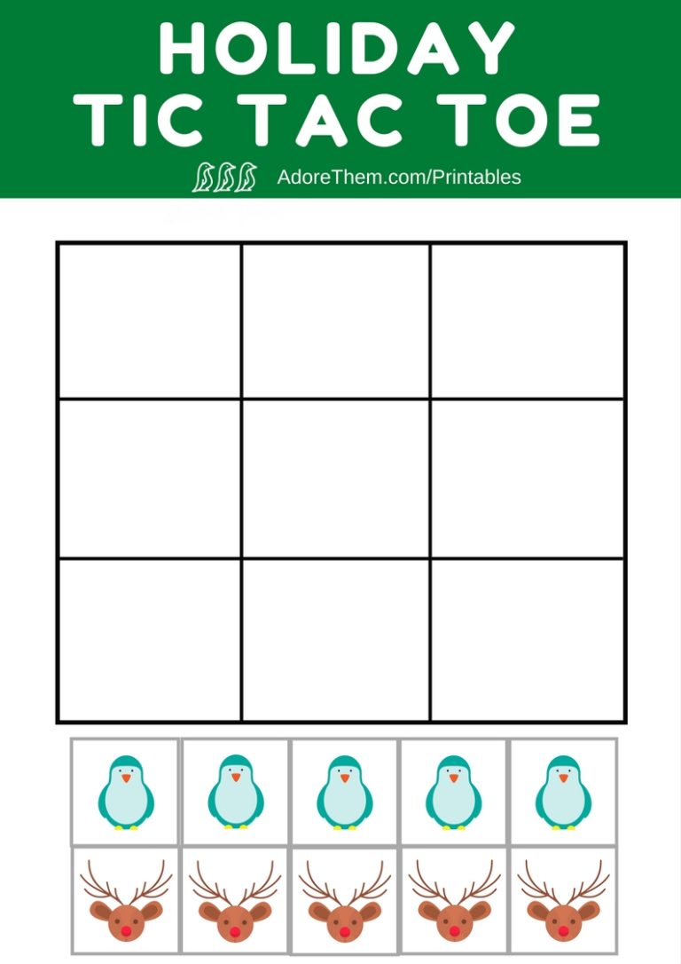 Holiday Tic Tac Toe Printable - Adore Them Parenting