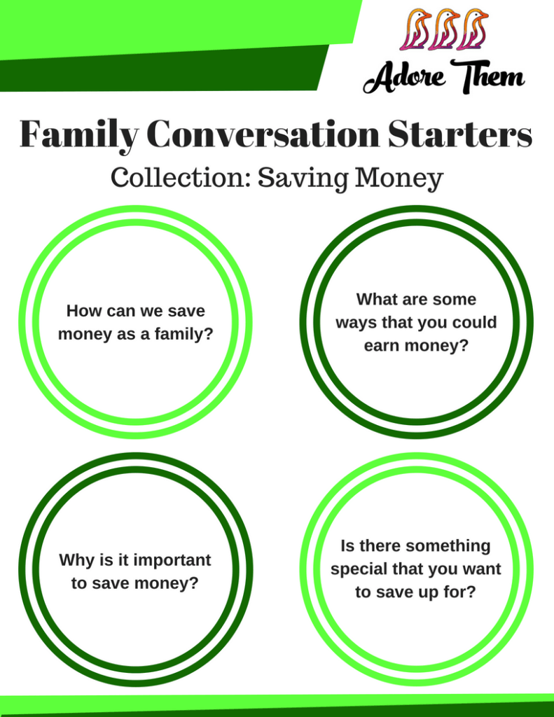 Family Conversation Starters – Save Your Money - Adore Them Parenting