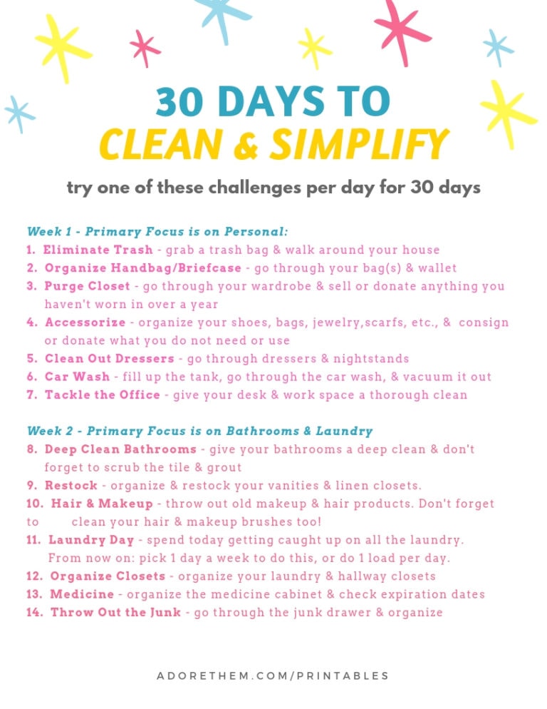 30 Days to a Clean House & Simplified Life - Adore Them Parenting