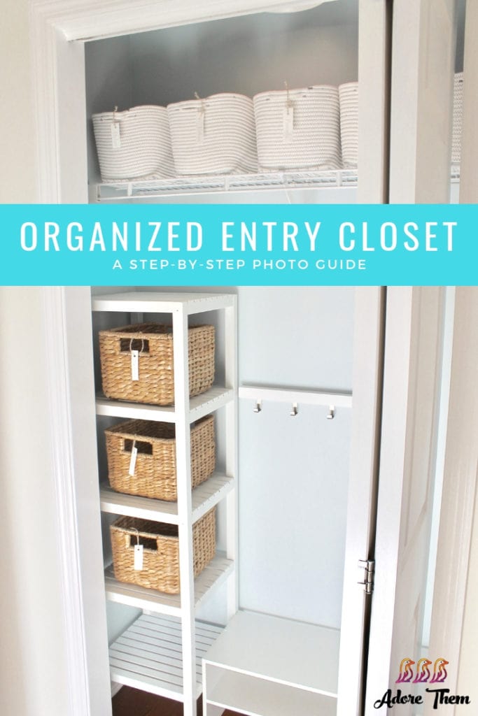 Organized Closet in Entry Way - Adore Them Parenting
