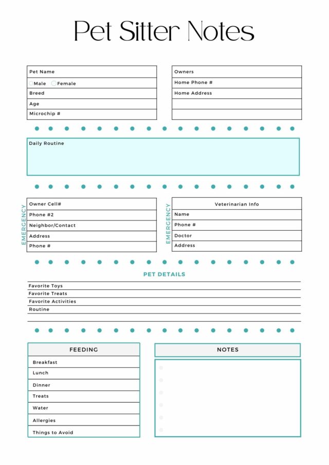 Pet Information Kit - Free Pet Printables for Your Family