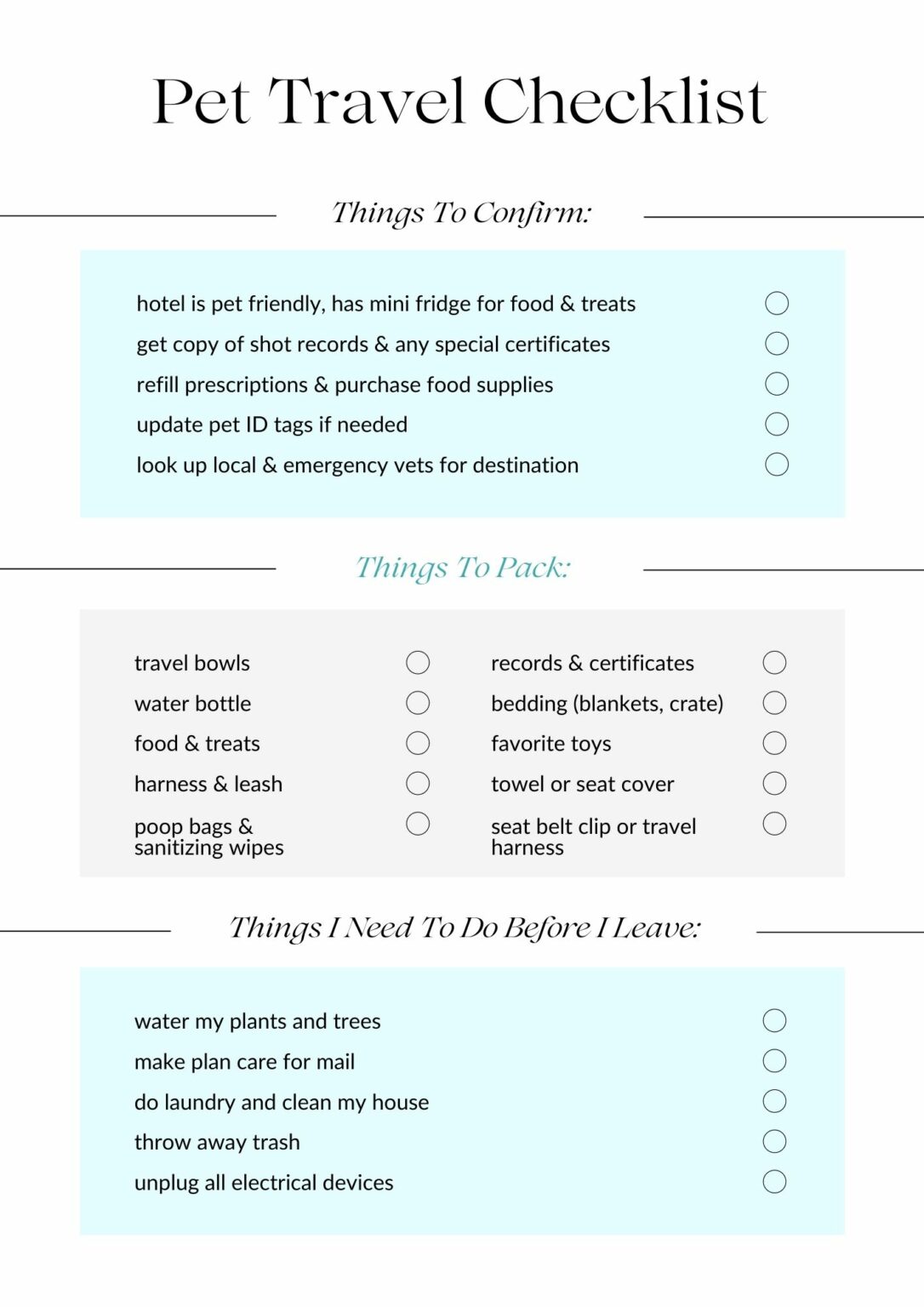 Pet Information Kit - Free Pet Printables for Your Family