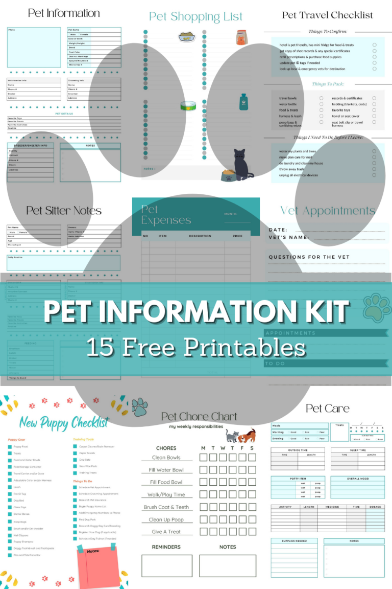 Pet Information Kit – Free Pet Printables for Your Family - Adore Them ...