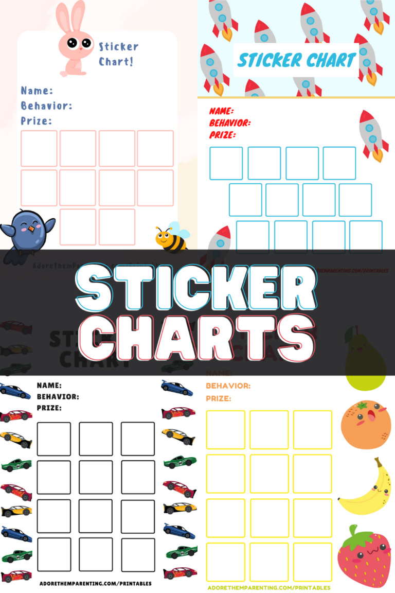 Printable Sticker Charts to Improve Child Behavior