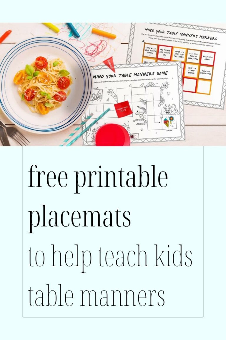 Free Printable Placemats to Teach Table Manners - Adore Them Parenting
